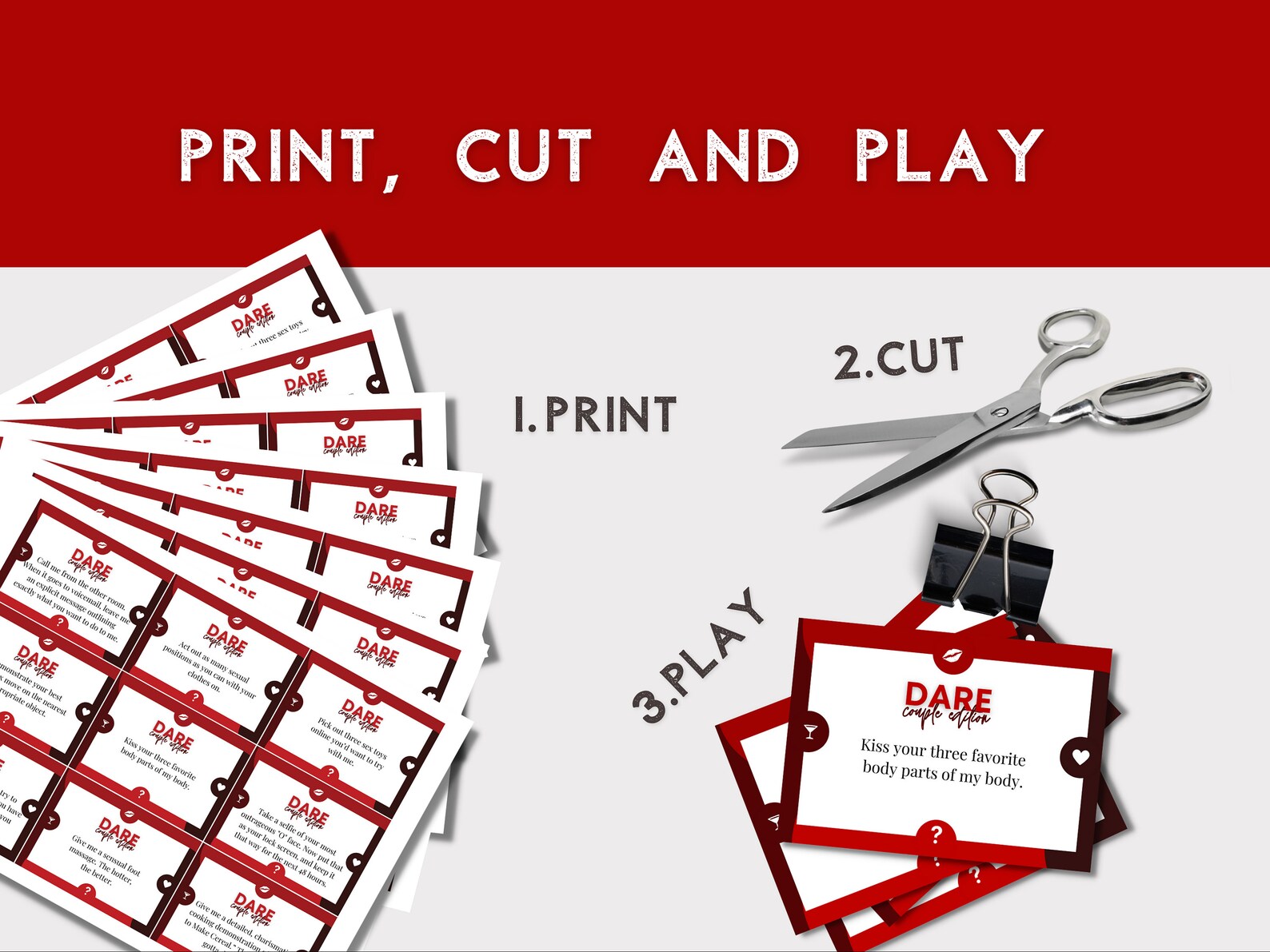 Printable Kinky Truth or Dare Cards, Couples Foreplay Game - Dirty ...