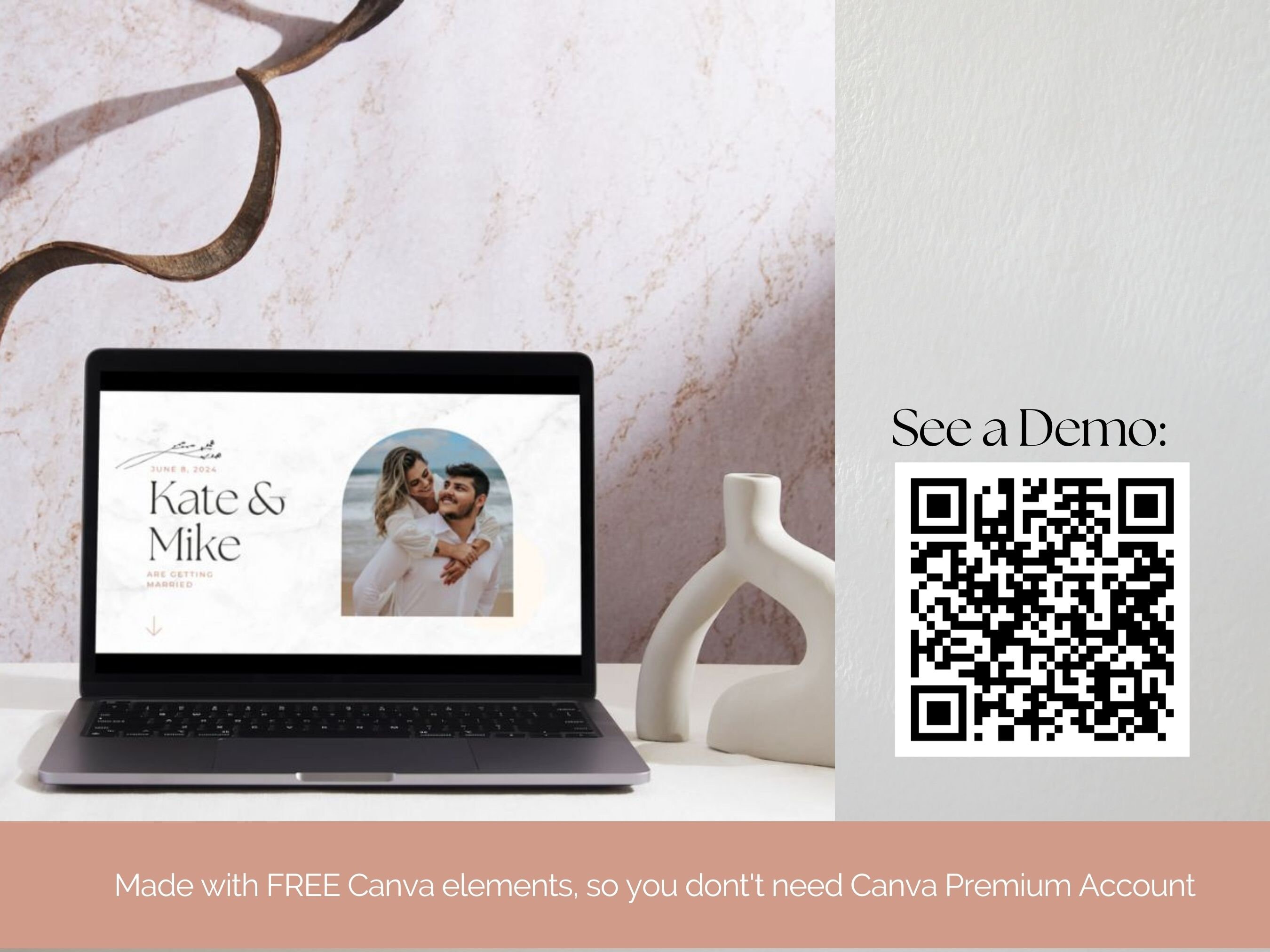 Wedding Website Canva Template, Digital Wedding Invitation, Wedding ...