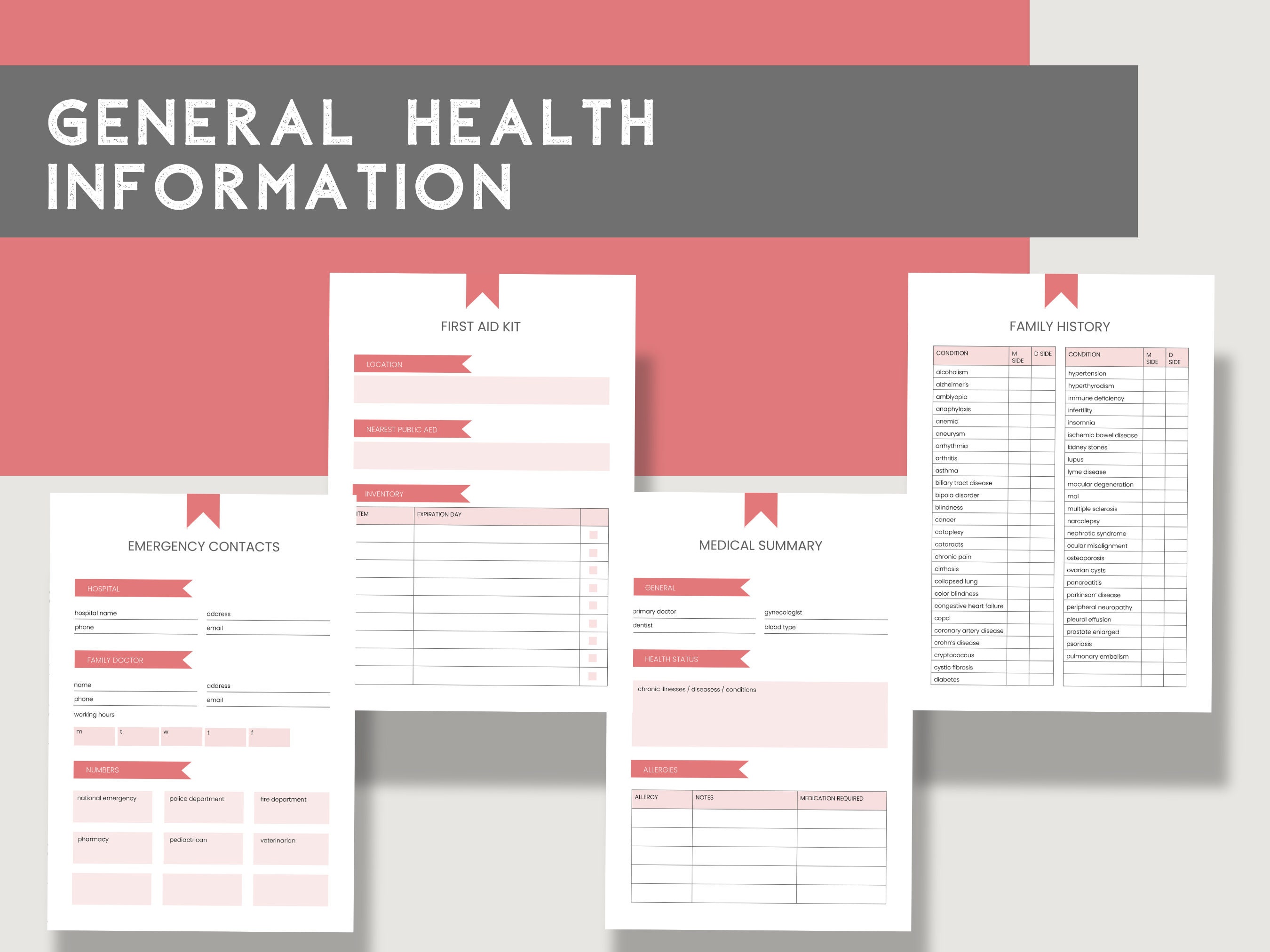Printable Medical Health Care Planner, Medical Binder, Healthcare ...