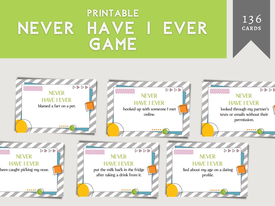 Never Have I Ever Game | Printable Drinking Cards Game | Adult Only ...