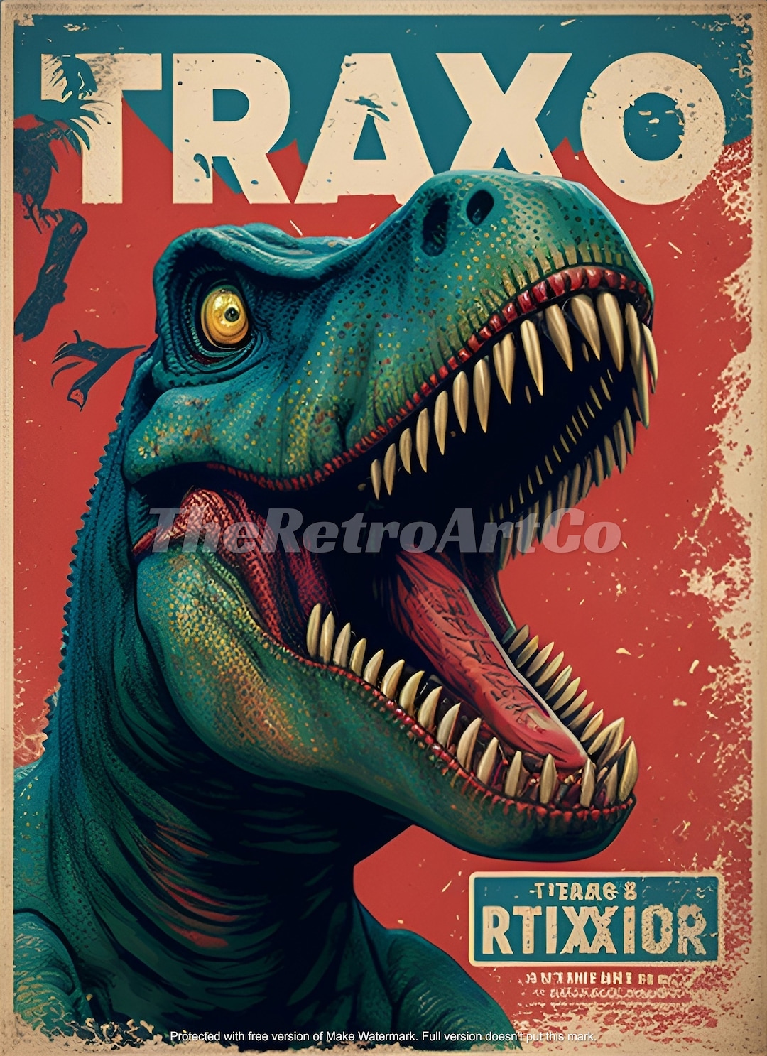Retro T-rex Poster: A Classic for Any Room - Etsy