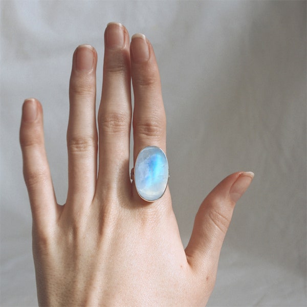 Rainbow Moonstone Ring - Etsy