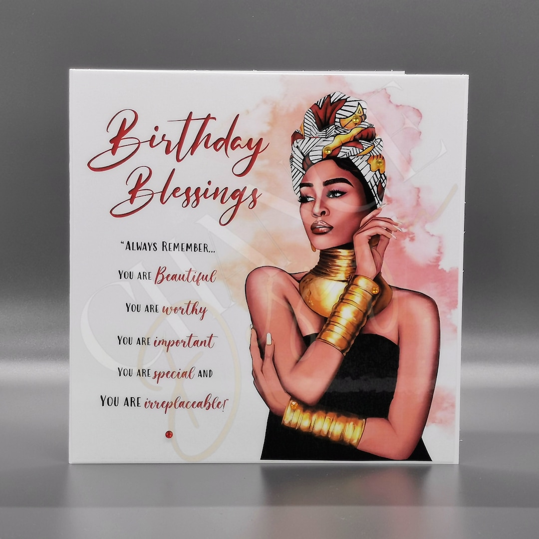 Birthday Blessings Black Woman, Happy Birthday, Black Greeting Card ...