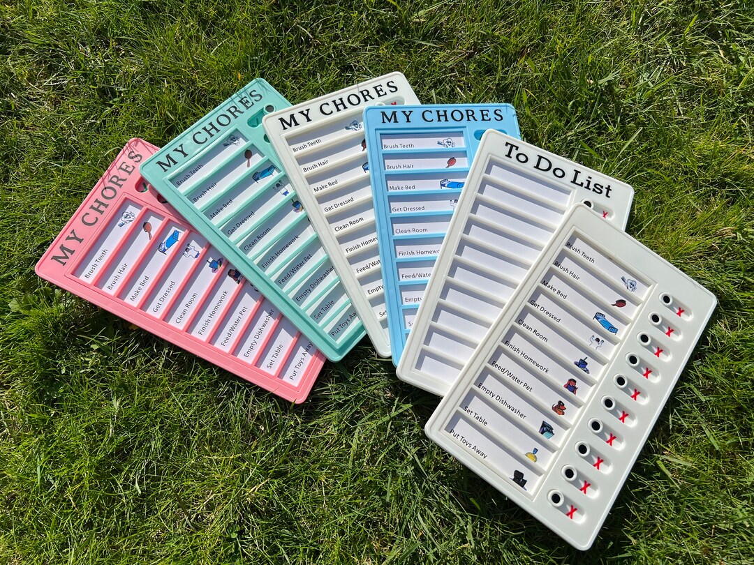 DIY Chores Chart - Task List -white Board Green Pink Pad Sliding ...
