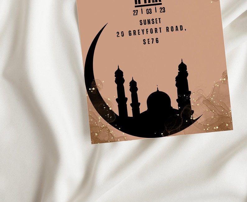 Iftar Dinner Party Invitation Template Islamic Art Editable Invite ...