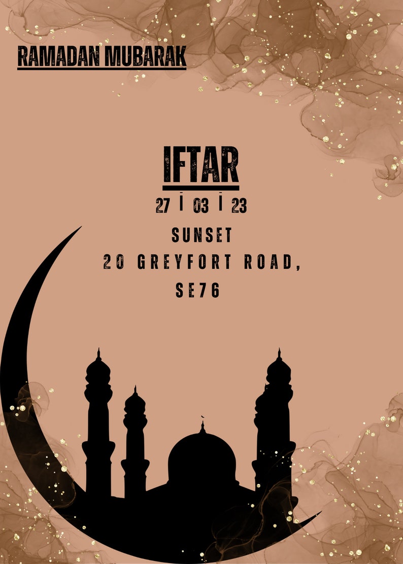 Iftar Dinner Party Invitation Template Islamic Art Editable Invite ...