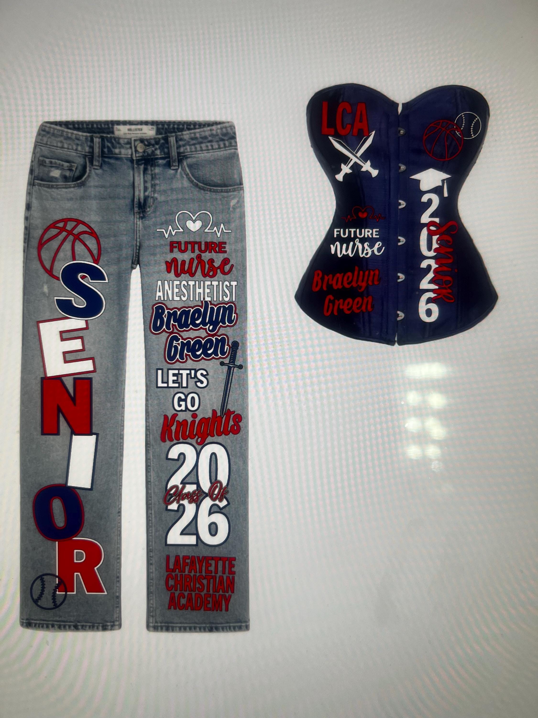 Senior Corset Set; Graduate; Jeans and Corset; Senior Outfit; Class of ...