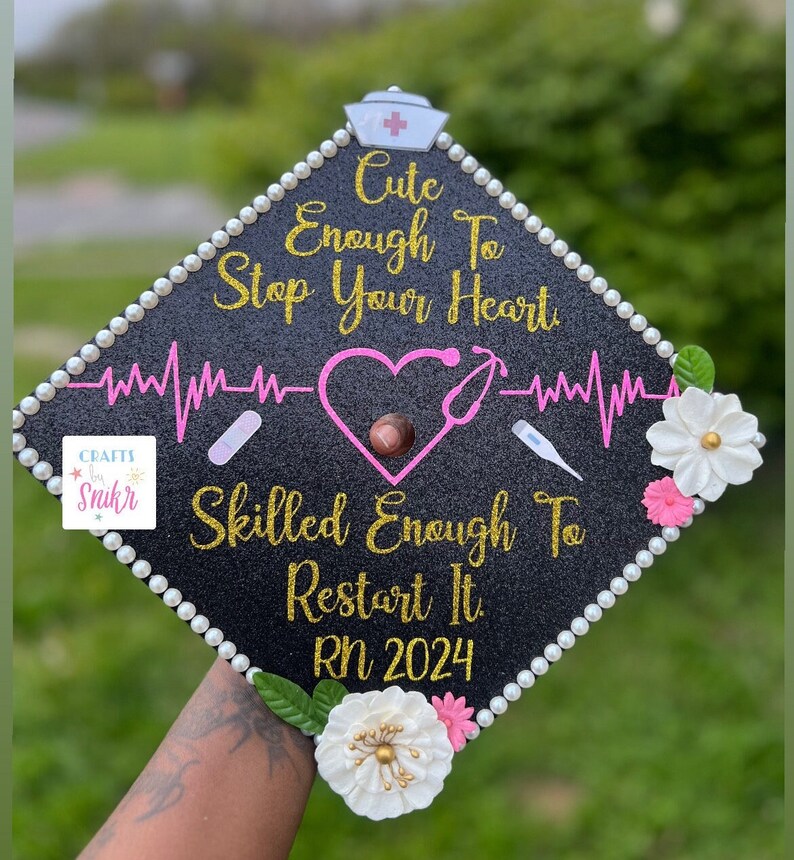 Customizable Graduation Cap Topper Graduation Floral Cap Topper Bling ...