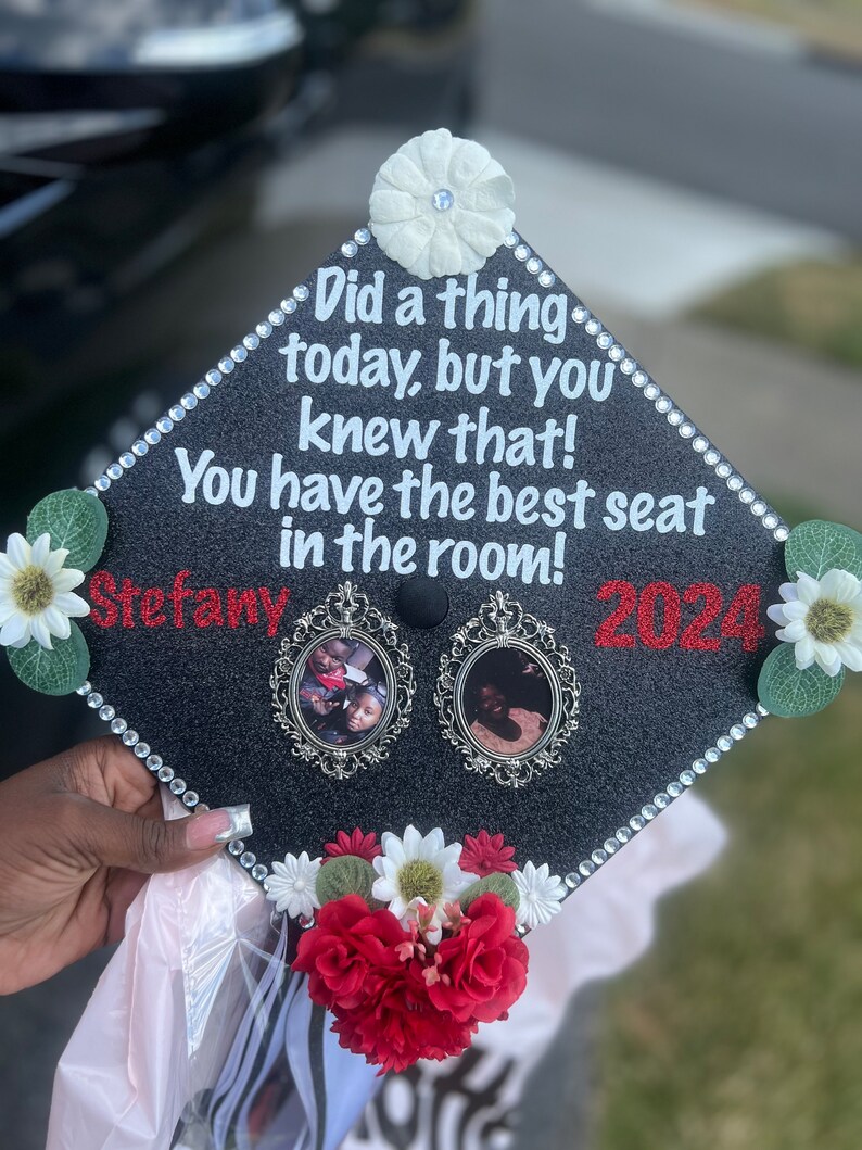 Customizable Graduation Cap Topper Graduation Floral Cap Topper Bling ...