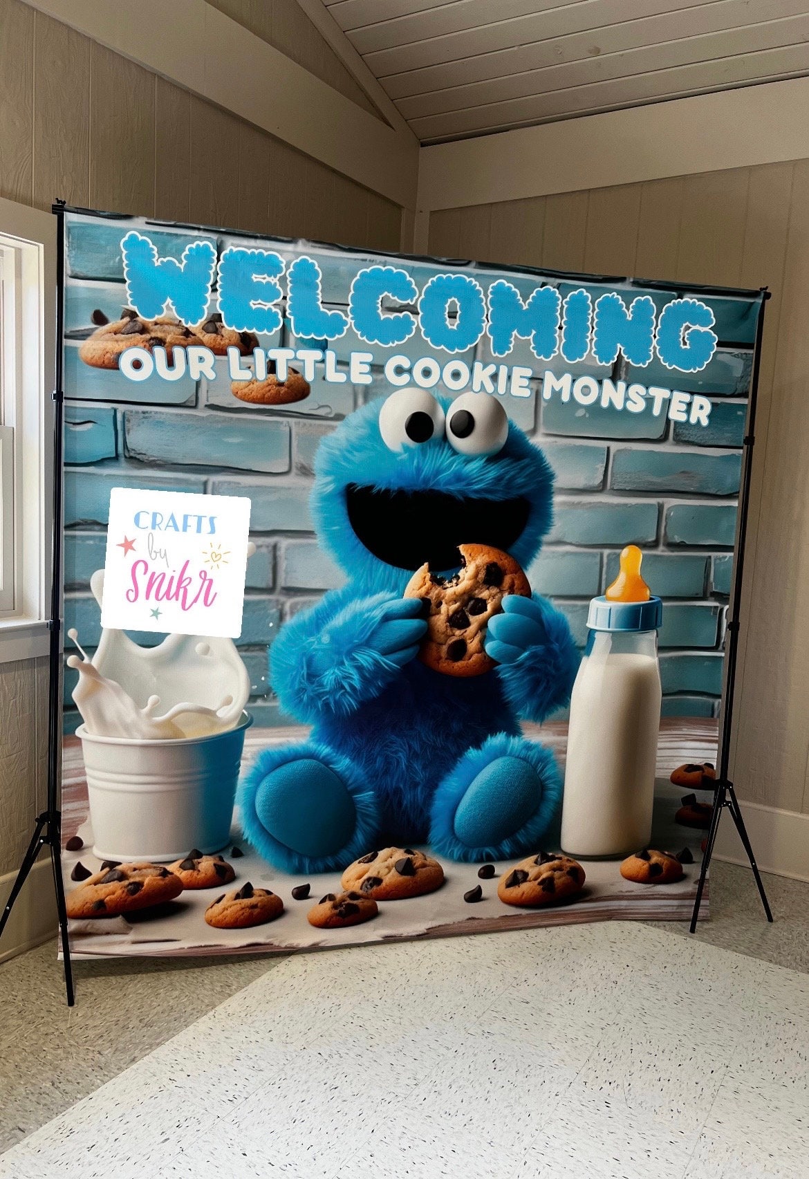 Cookie Monster Backdrop Custom Party Favors Baby Cookie Party Favors ...