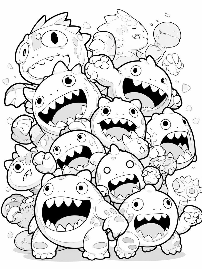 Printables Coloring Pages, "let"s Go!!!" Monster Pack - Etsy