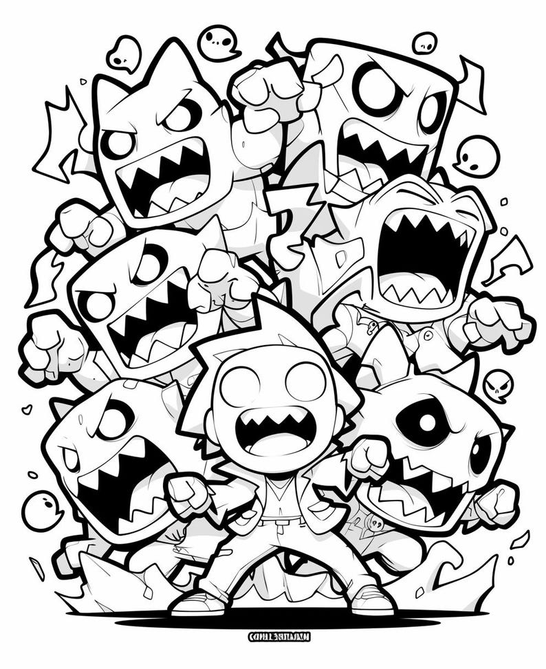 Printables Coloring Pages, "let"s Go!!!" Monster Pack - Etsy