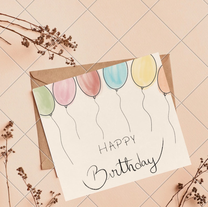 Happy Birthday Card, Funny Birthday Card, Balloons Birthday Card - Etsy