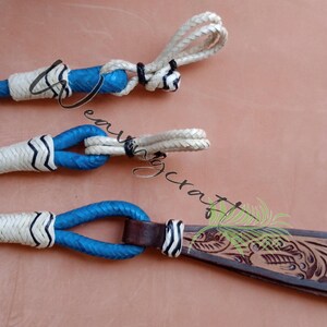 Weavingcraft Handmade Rawhide Show Romel Romal Reins: Turquoise Braided ...