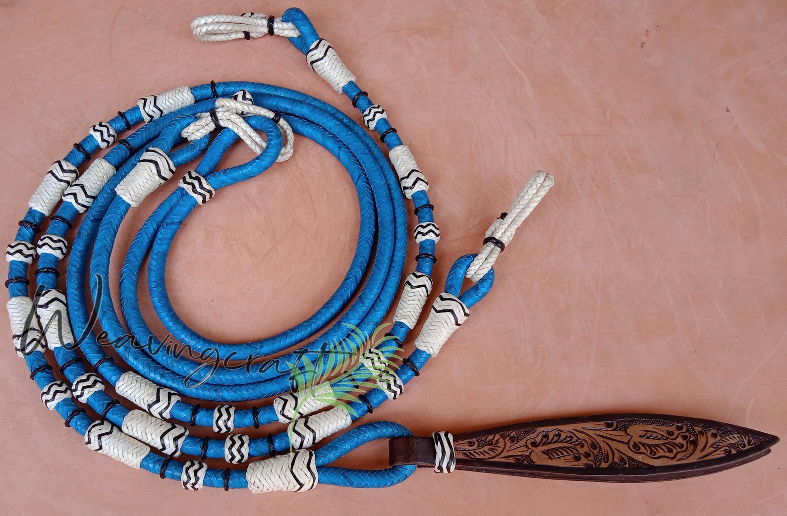 Weavingcraft Handmade Rawhide Show Romel Romal Reins: Turquoise Braided ...