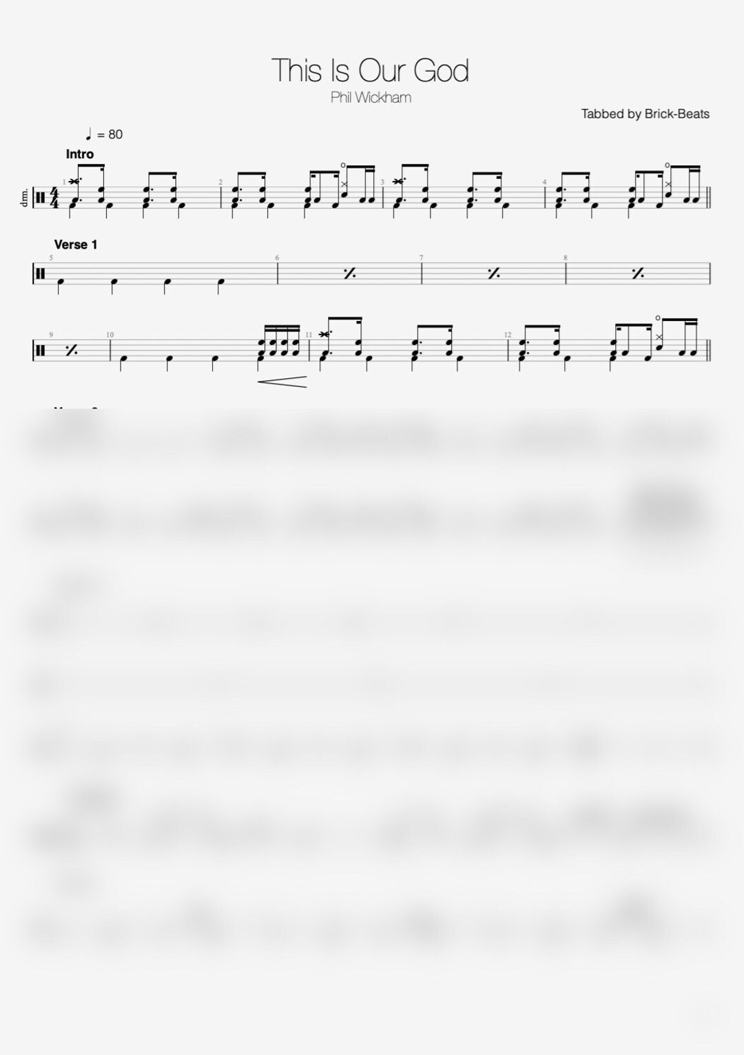 Phil Wickham "this is Our God" Drums Transcription - Etsy