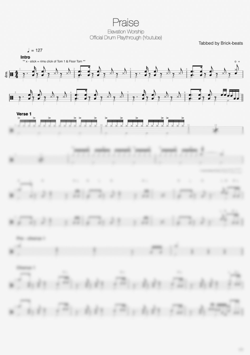 Elevation Worship "praise" Drums Transcription (2 Versions) - Etsy