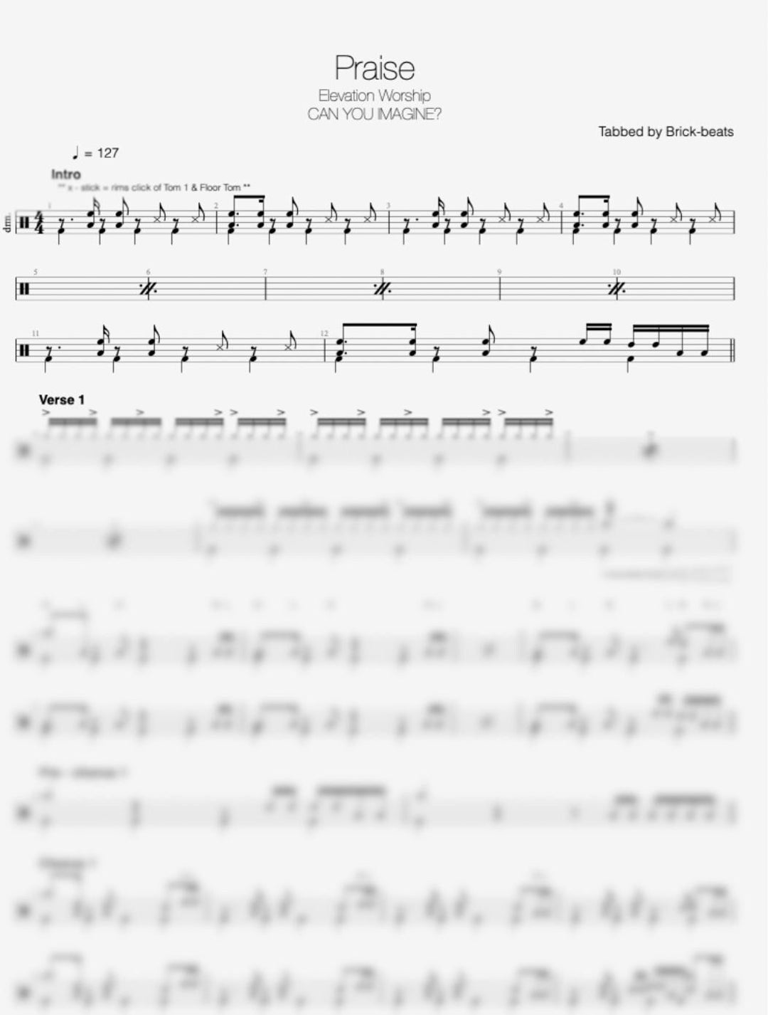 Elevation Worship "praise" Drums Transcription (2 Versions) - Etsy