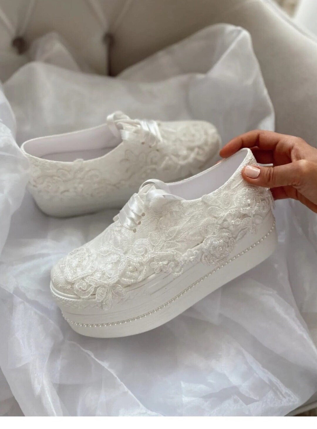 White Lace Sneaker,wedding Wedge,bridal Sneaker,bridal Shower,wedding ...