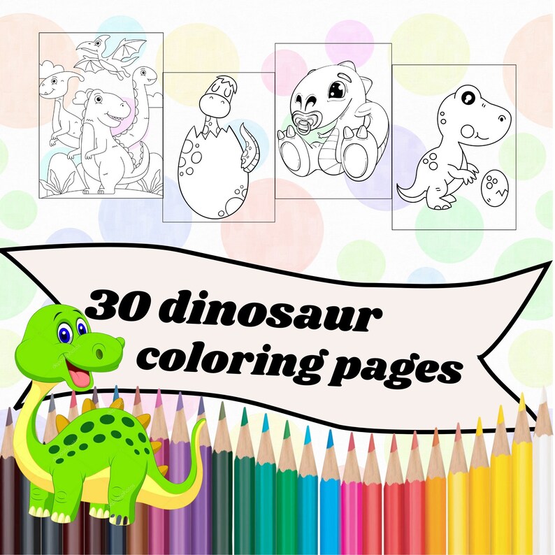 30 Dinosaur Coloring Pages for Kids, Printable, Pdf, Instant Digital ...