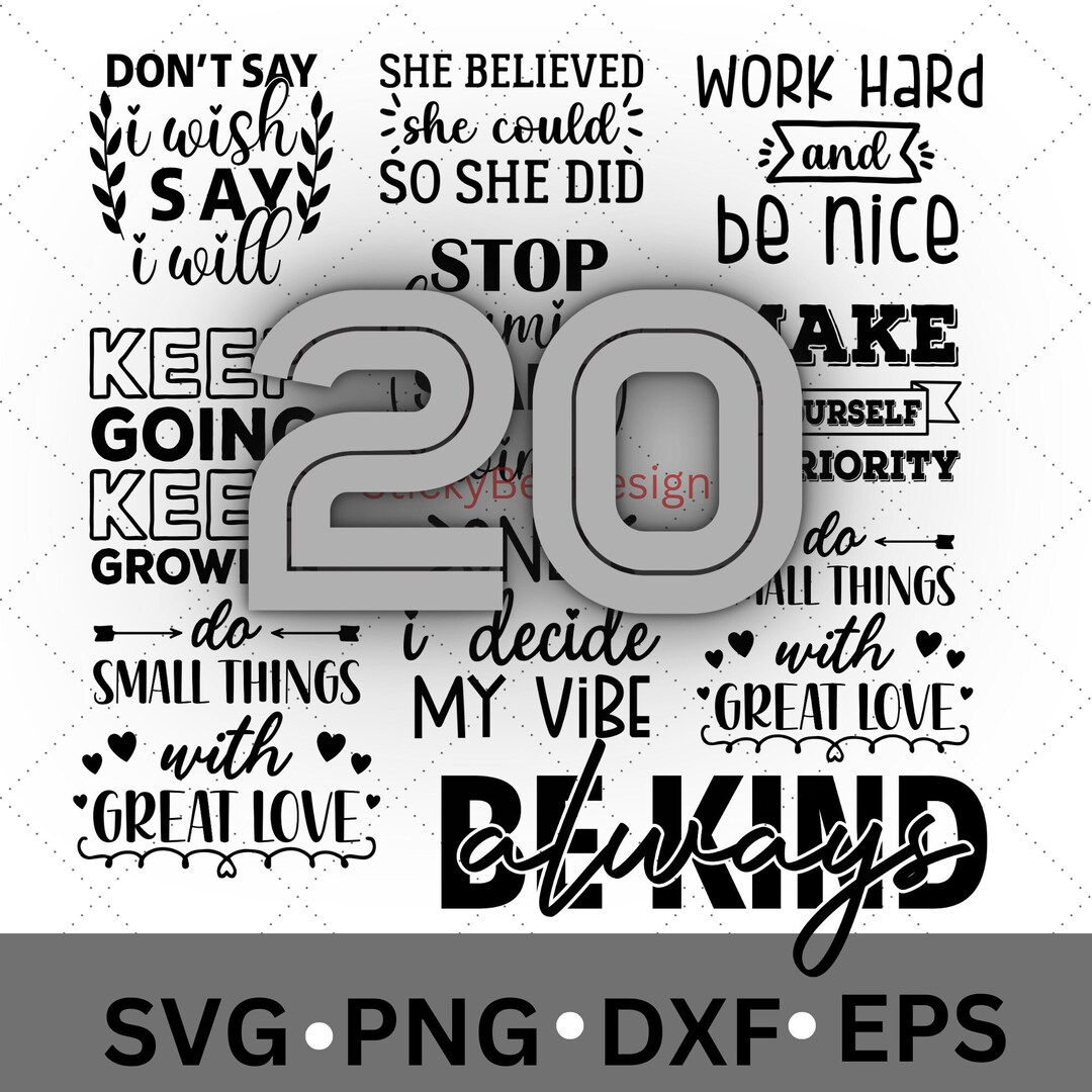 20 Inspirational Svg Bundle, Inspiration Svg, Cricut Files, Printable ...
