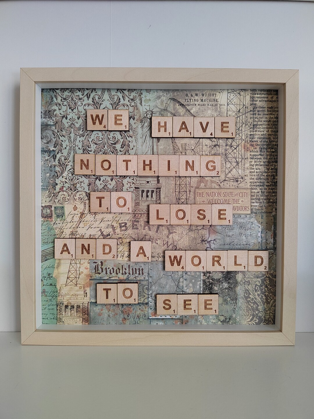 Map and Scrabble Letters Frame, Handmade Gift for Travel Addicts, Map ...