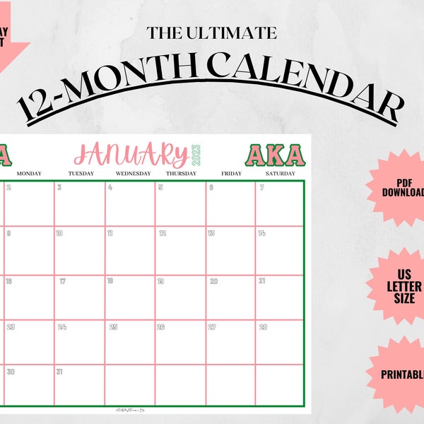 12 Month Calendar - Etsy