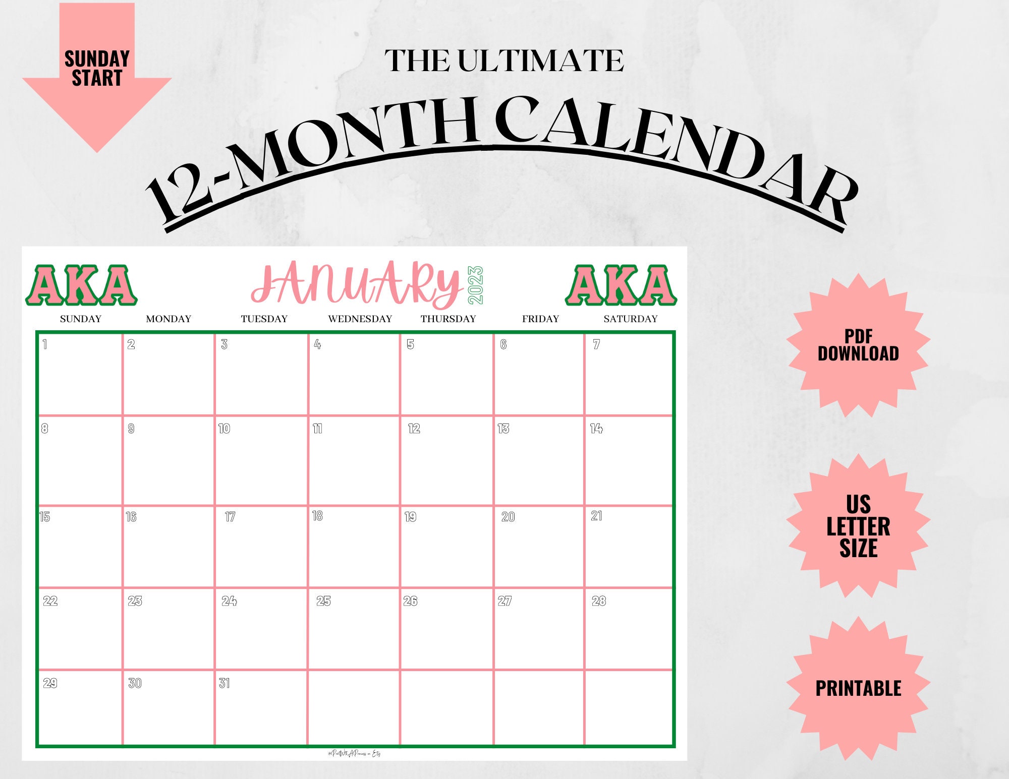 Monthly Calendar for 2023 12 Month Calendar Minimalist Calendar for ...