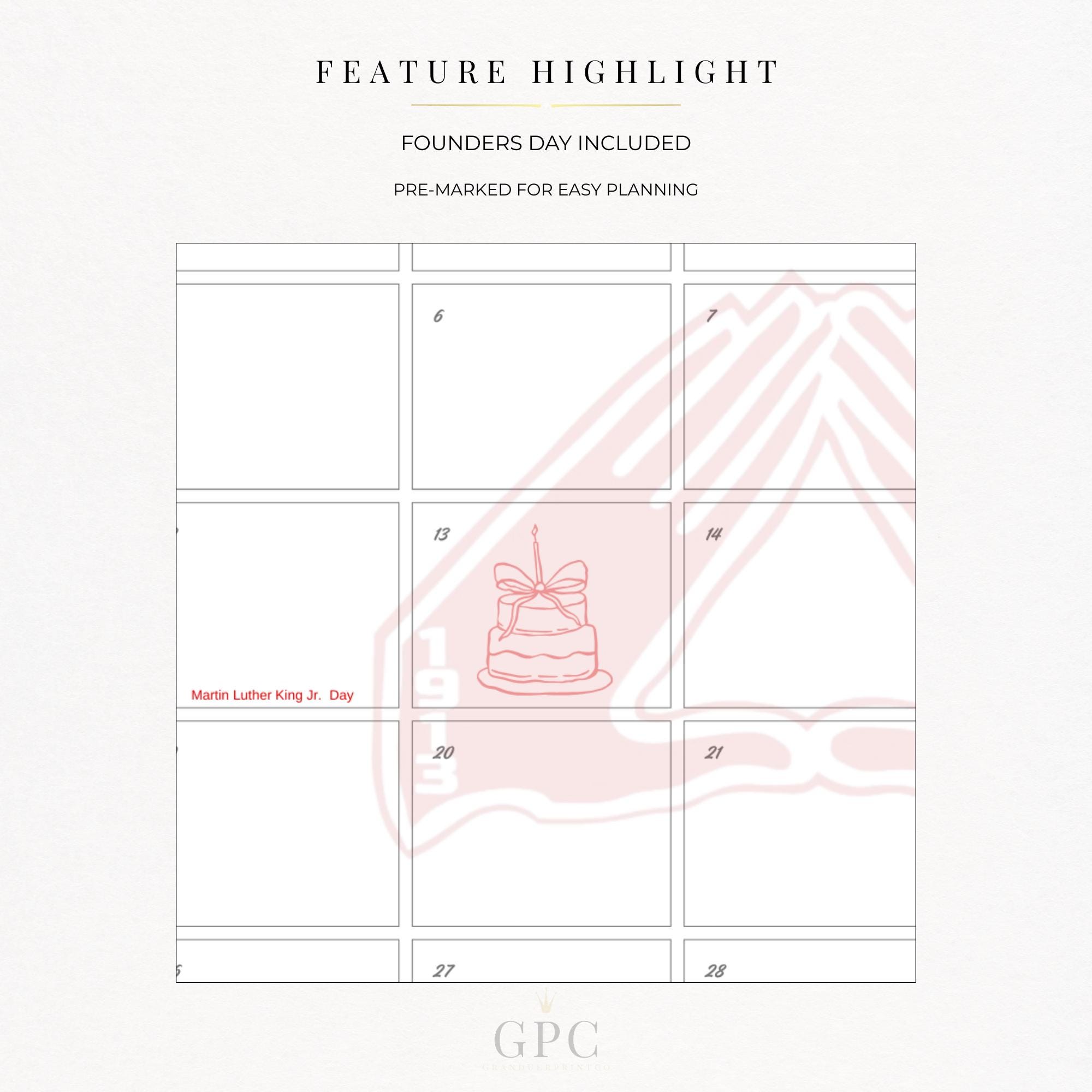 Delta Sigma Theta Calendar 2026 Printable, DST Planner, Sorority ...
