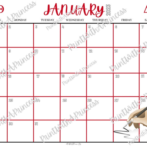 Monthly Calendar for 2023 12 Month Calendar Minimalist Calendar for ...