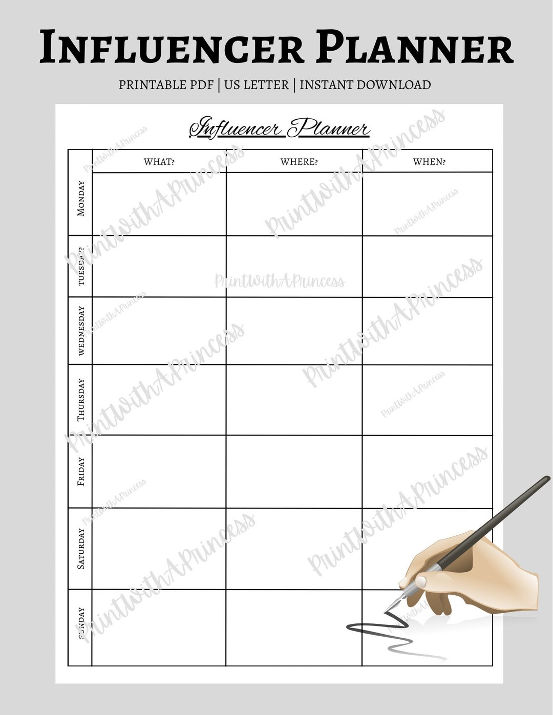 Influencer Planner for Content Creator Planner for Social Media ...