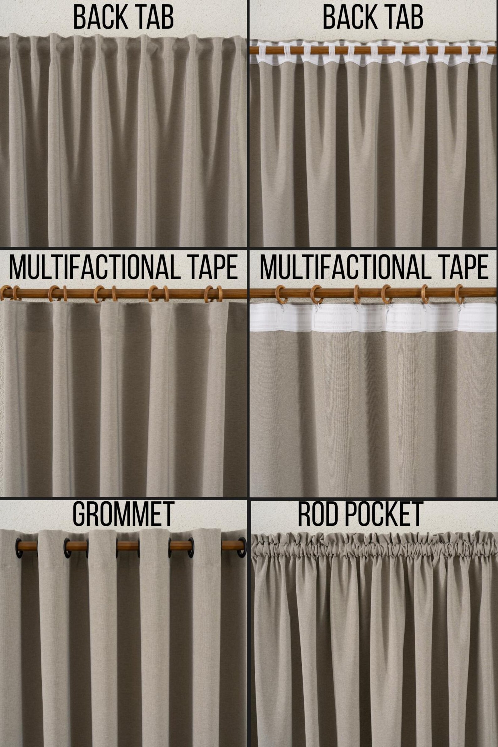 Color Block Cream Linen Curtain: Custom Living Room & Bedroom - Etsy