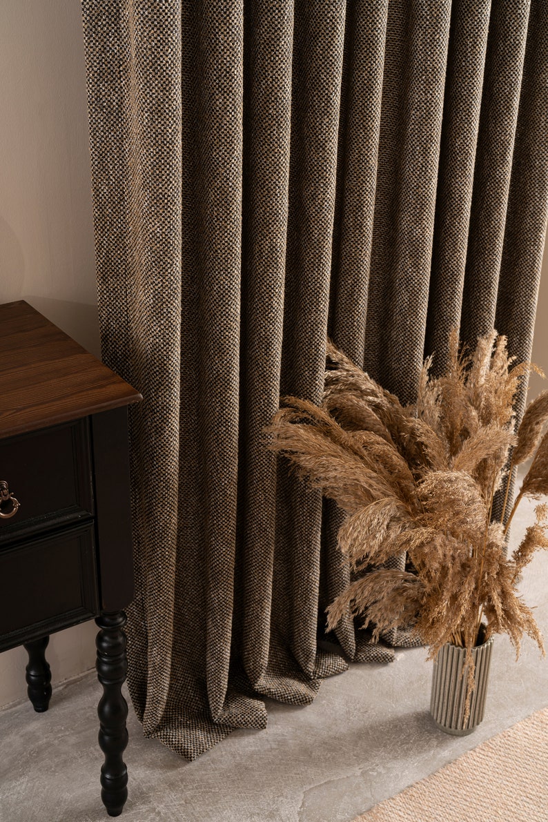 100% Blackout Curtains-custom Cotton&linen Blend Brown Curtain - Etsy