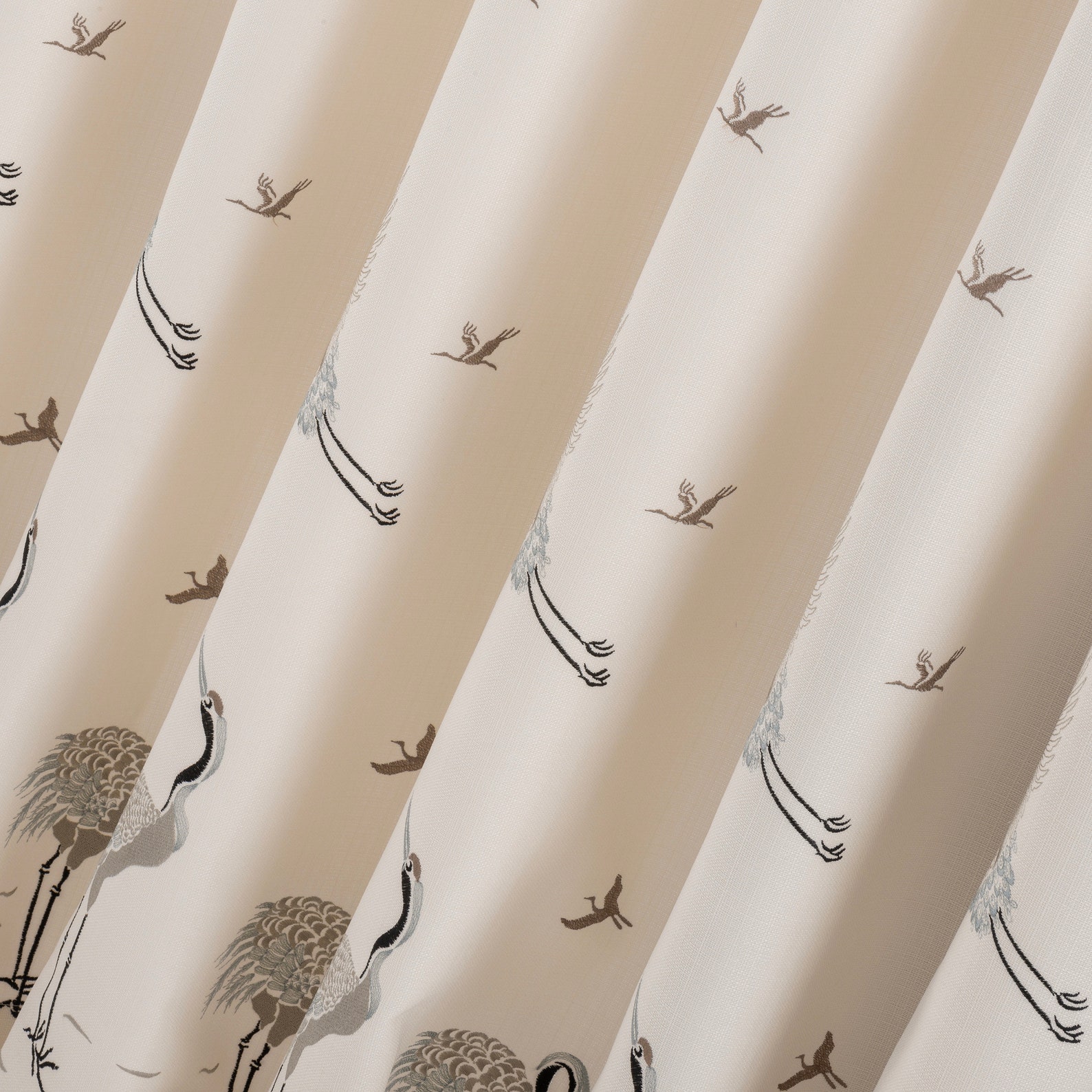 Crane Bird Embroidered Curtains: White Living Room or Bedroom Panels - Etsy