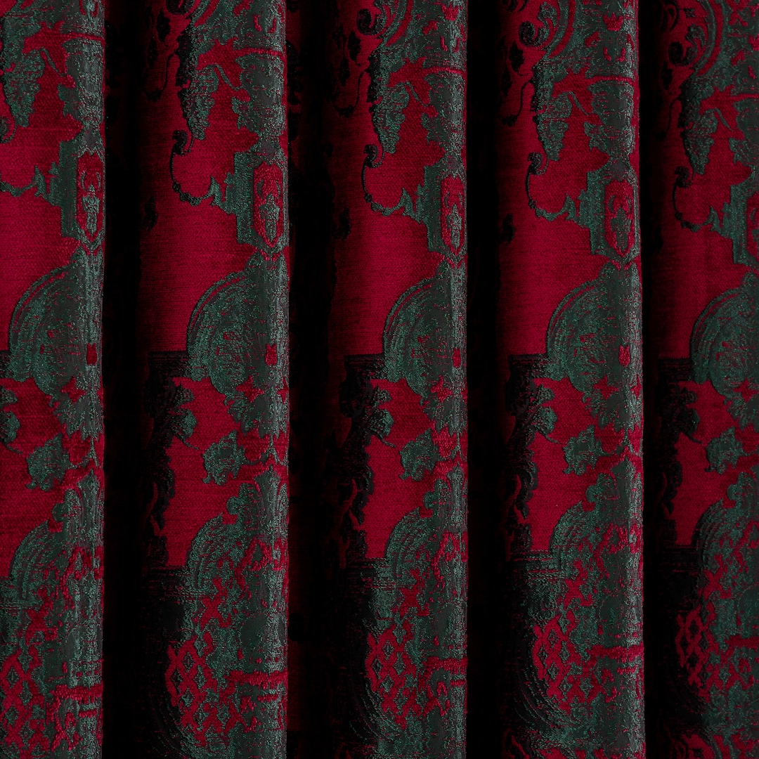 Damask Velvet Curtains 4 Colors, Custom Size Velvet Drapes, and Living ...