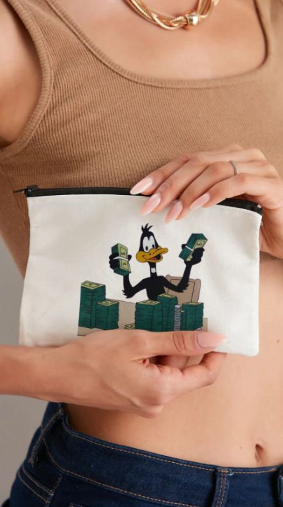Daffy Duck Model Printed Custom Printing Cosmetic Tote Makeup Bag ...