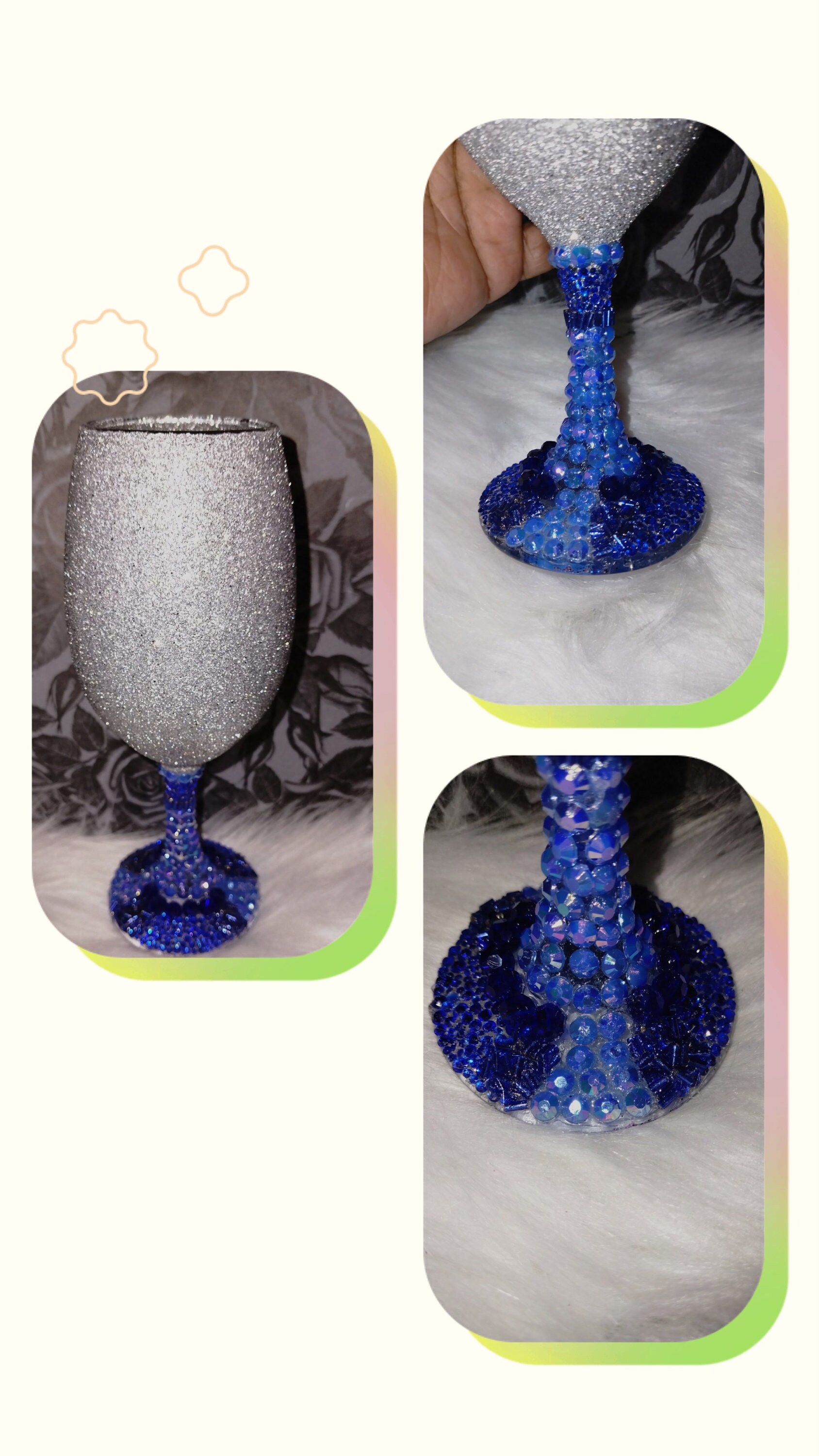 Customized Silver Glitter Wine Glass With Bedazzled Stem. - Etsy