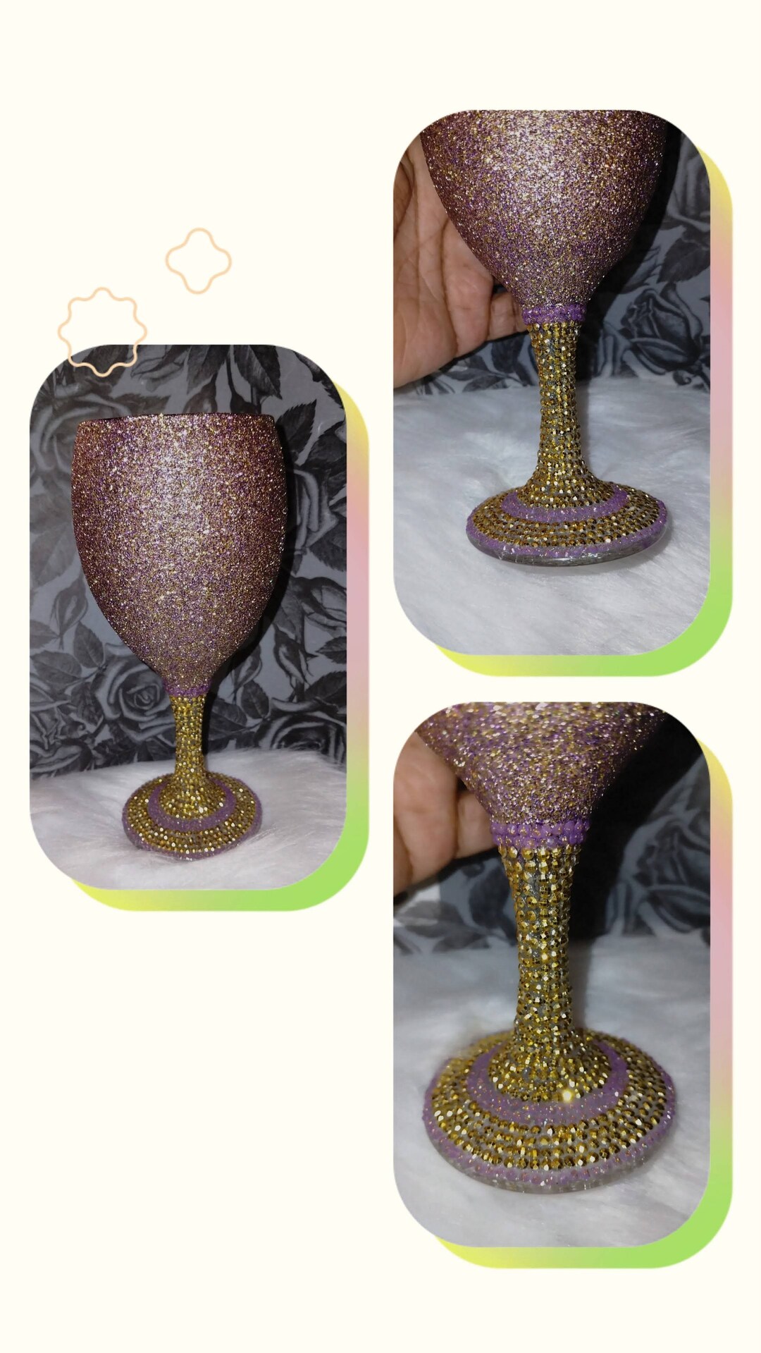 Custom Purple/gold Glitter Wine Glass. You Can Use This Glass for ...