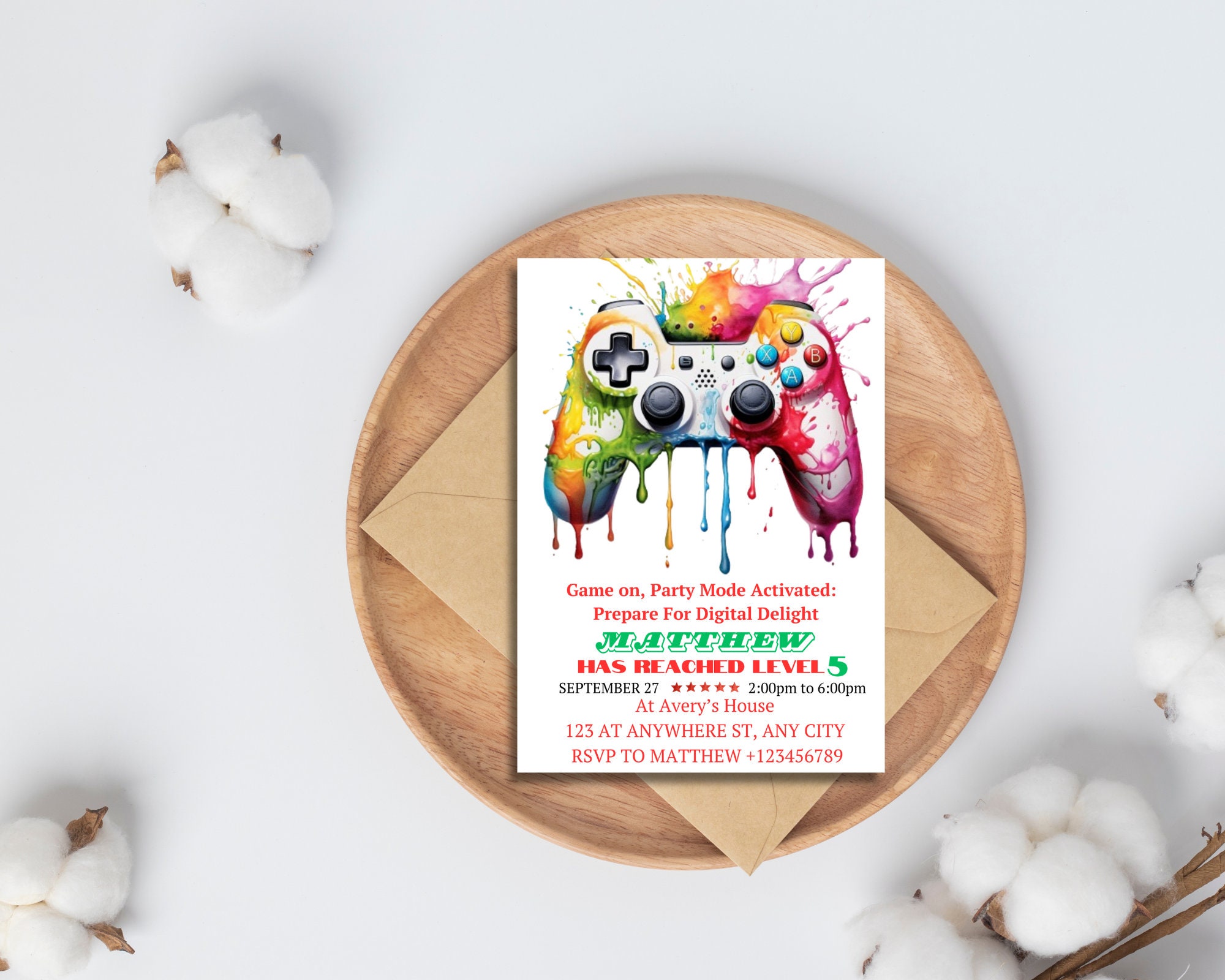 Video Game Party Invitation, EDITABLE Level up Birthday Invite, Blue ...