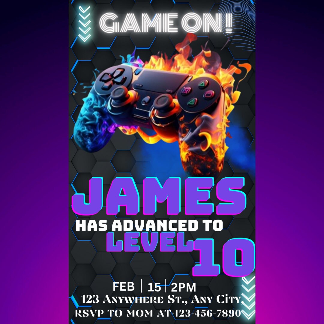 Boy Gamer, Video Game Birthday Invitation, Video Game Invitation ...