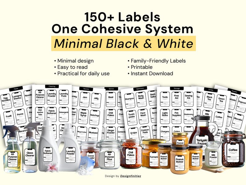 Home Organization Labels | Minimal Black & White, 150+ (printable) - Etsy