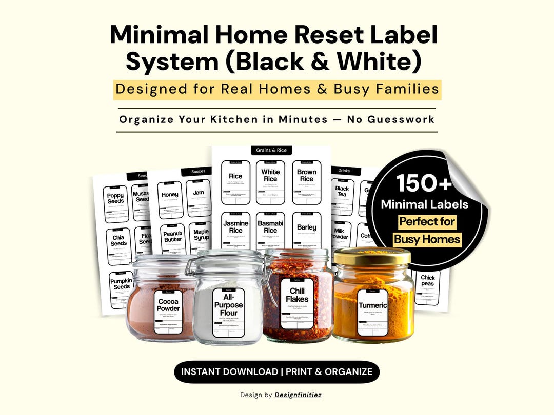 Home Organization Labels | Minimal Black & White, 150+ (printable) - Etsy