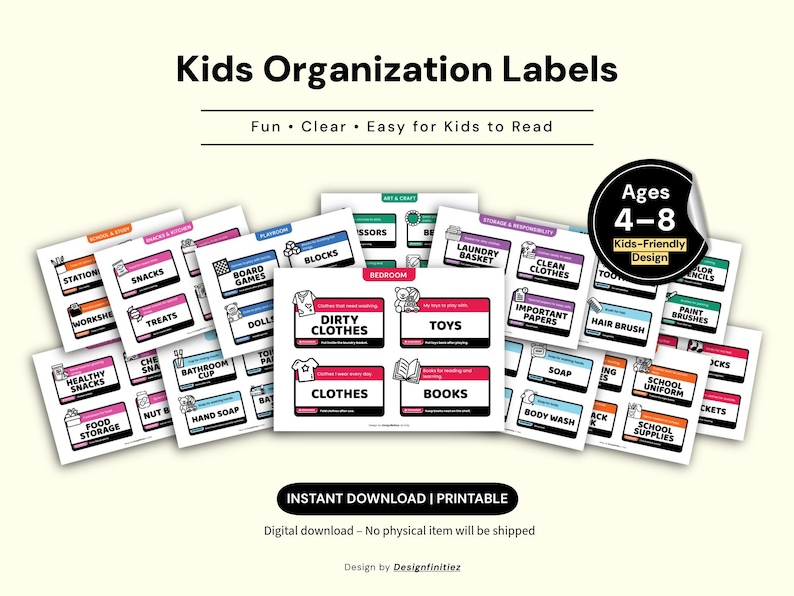Kids Organization Labels Printable | Room, Playroom, Toy, Bedroom ...