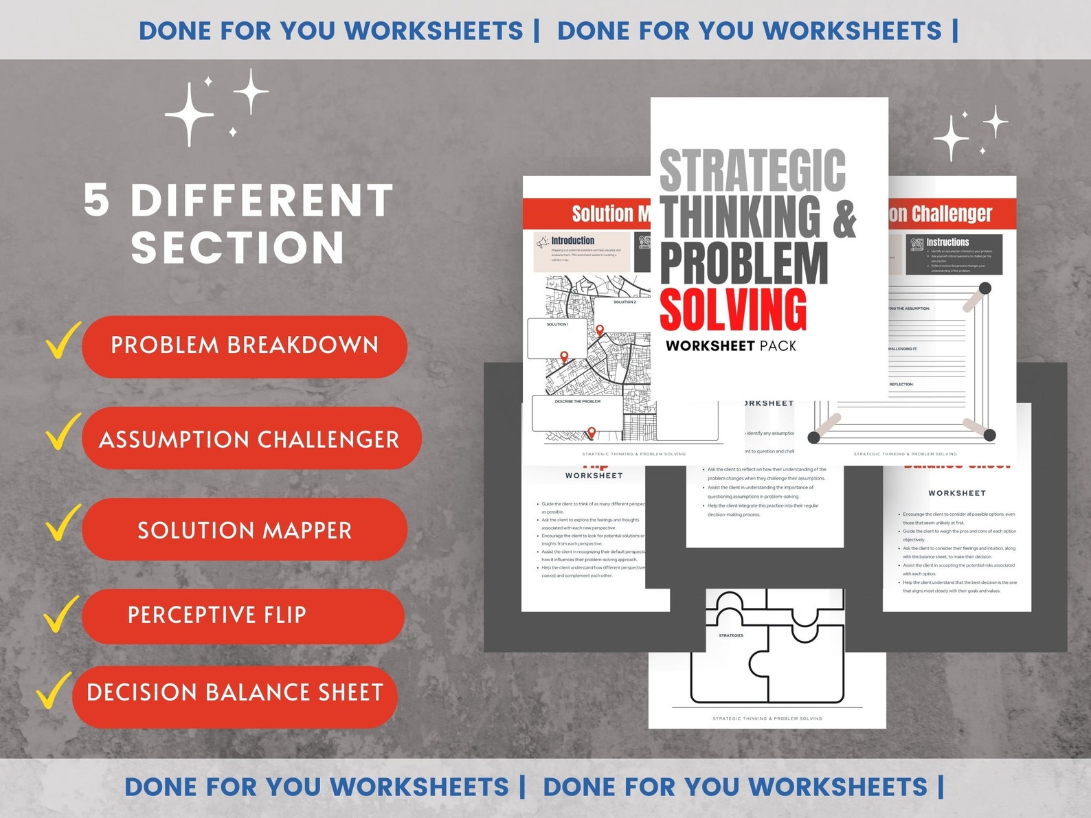 Strategic Thinking & Problem Solving Worksheets Done for You - Etsy