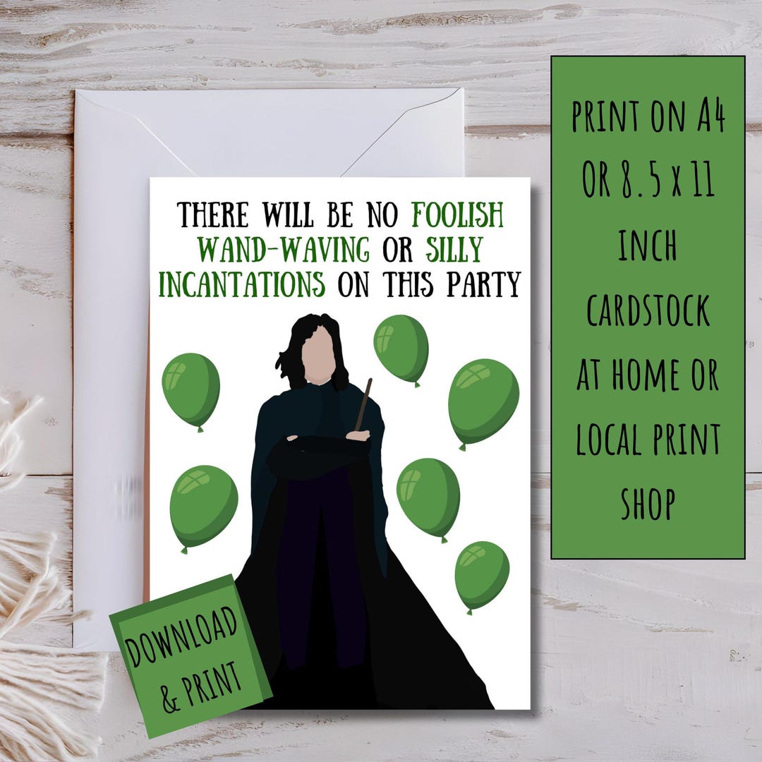 Snape Printable Birthday Card - Wizard Birthday Card - Funny HP ...