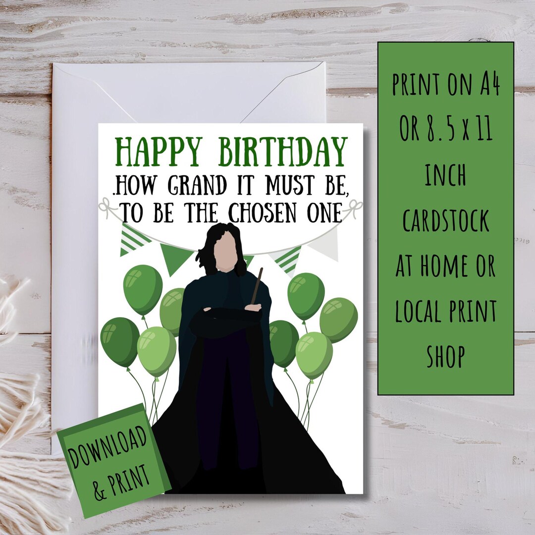 Snape Printable Birthday Card - Wizard Birthday - Print at Home Card ...