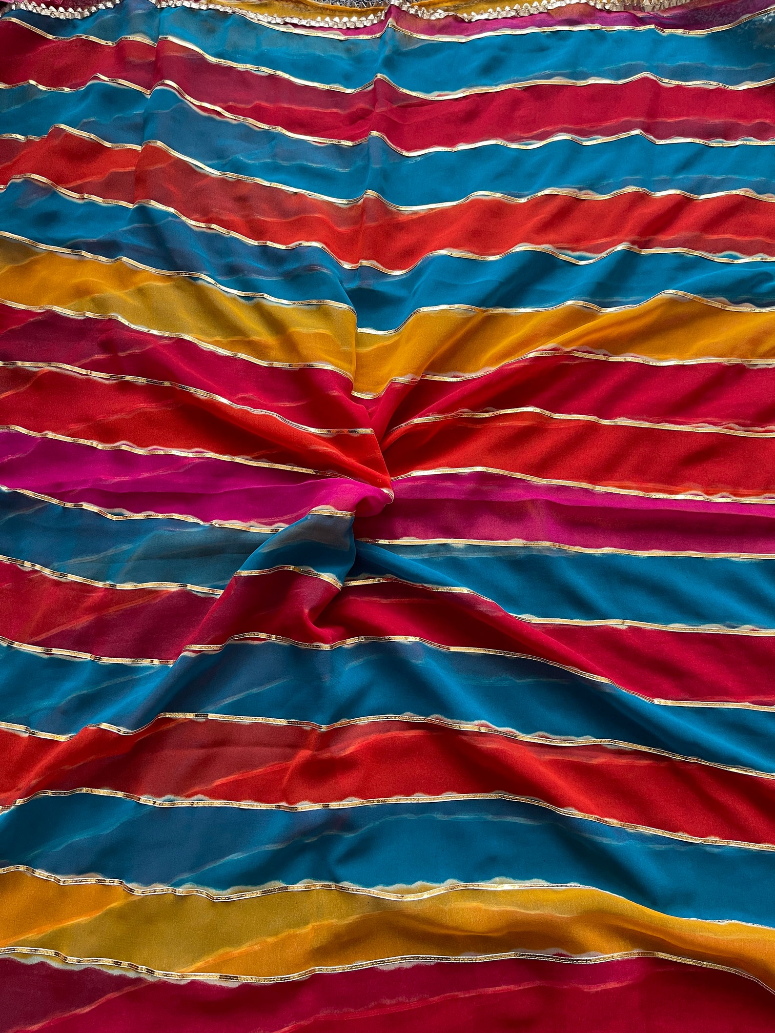 Rainbow Ladies Maiyan Mendhi Haldi Dupatta Chunni With Gotta Trim ...