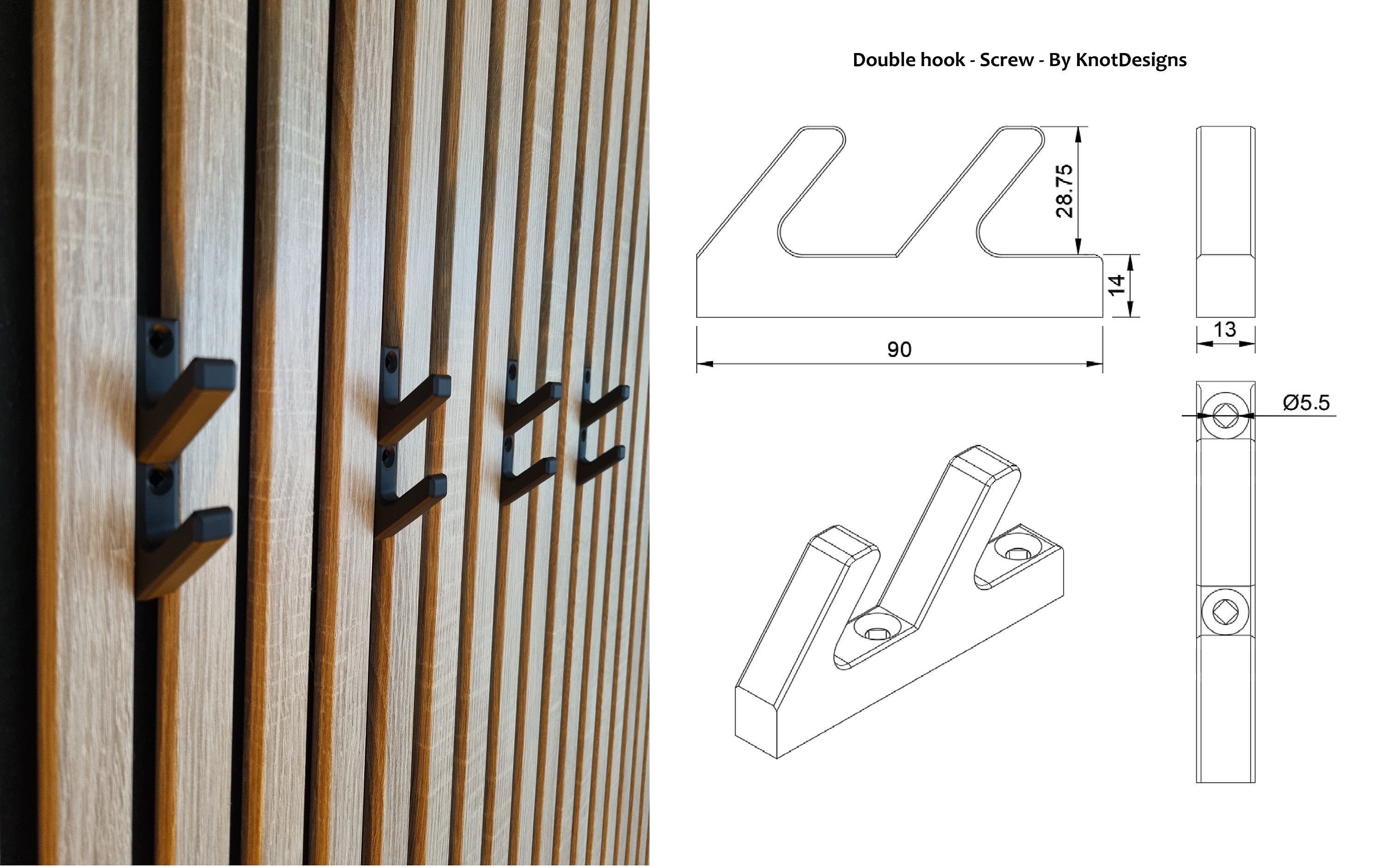 Acoustic Panel Hook Double Screw Coat Rack for AKU Panels - Etsy