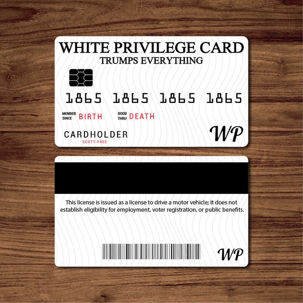 White Privilege Card - Etsy