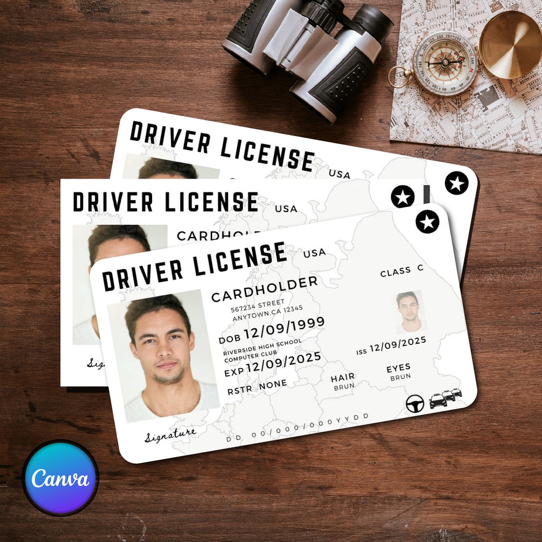 Customize Driver License Template Editable With Canva - Etsy Canada